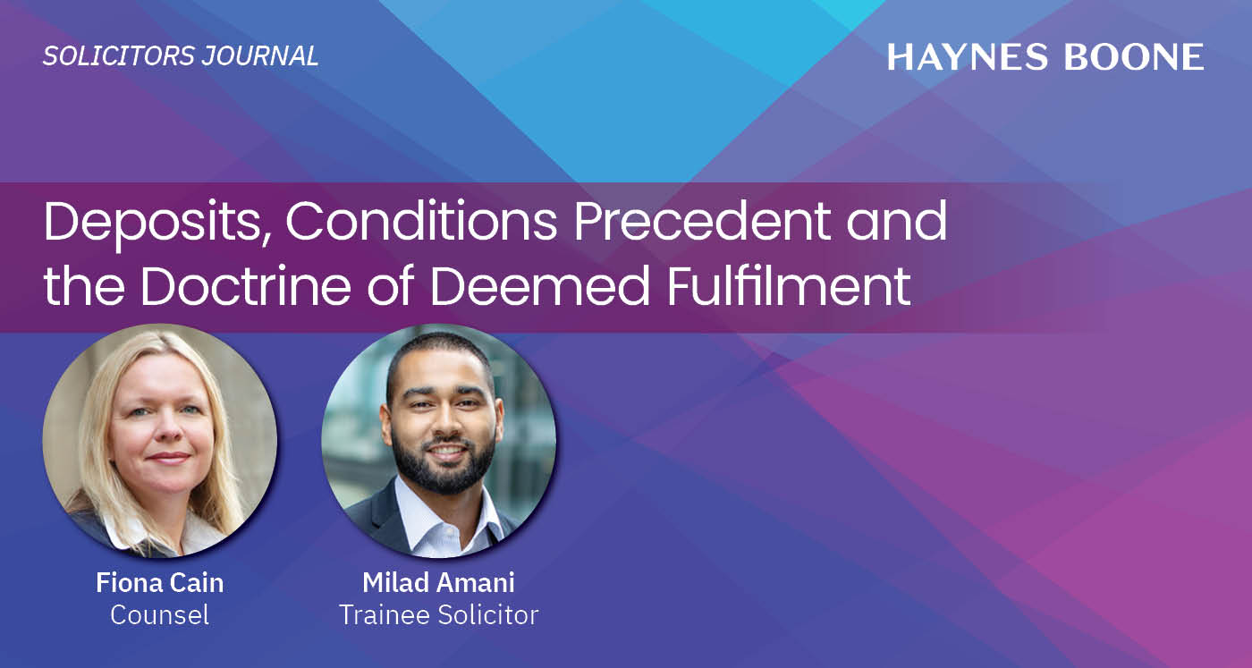 Fiona Cain And Milad Amani In Solicitors Journal Deposits Conditions